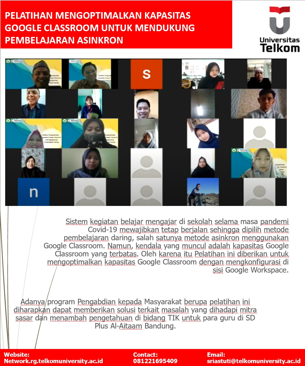 PELATIHAN MENGOPTIMALKAN KAPASITAS GOOGLE CLASSROOM (GCR) BAGI GURU SD ...